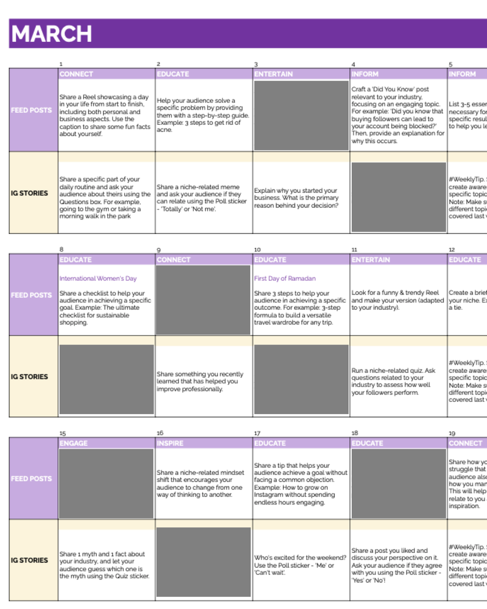 IG Content Calendar – Daniela Queiroz